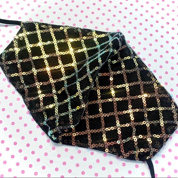 Accessories | Kawaii Sequin Face Mask Pretty Black Bling Mask | Poshmark